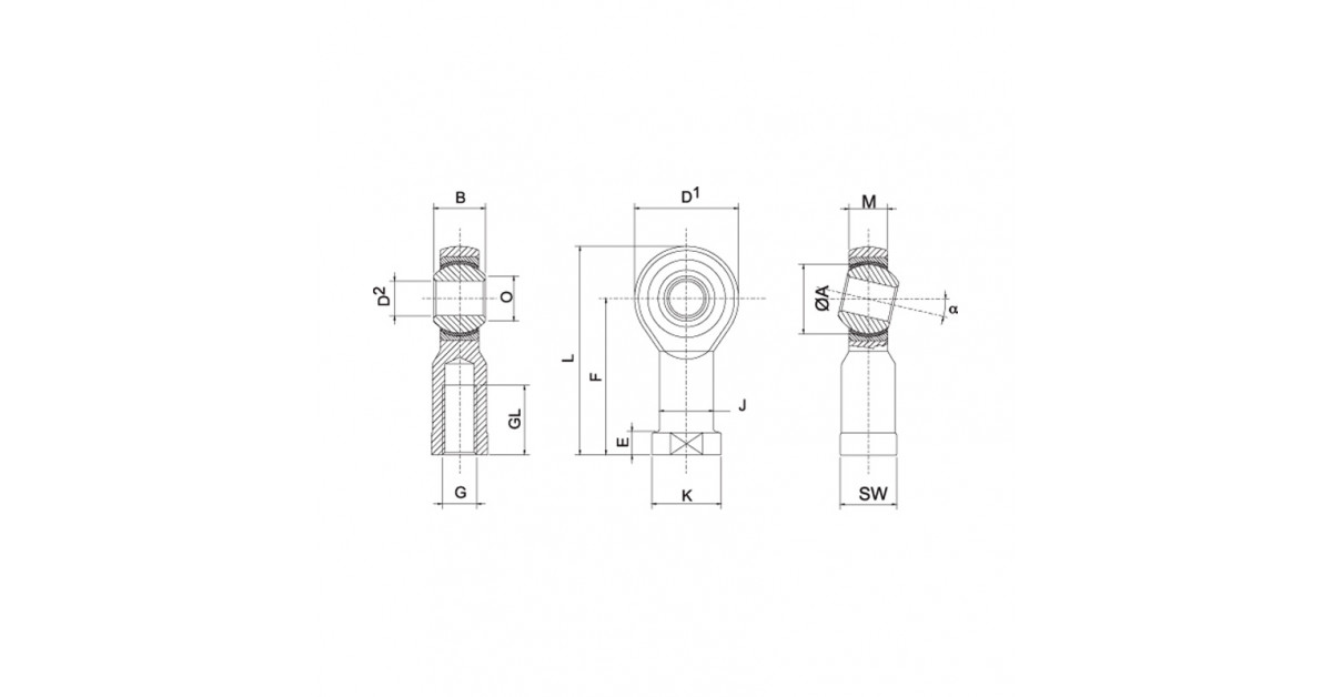 Rótula Reforzado SE Macho Paso Izquierdo 16mm / 1.5mm - Gt2i España